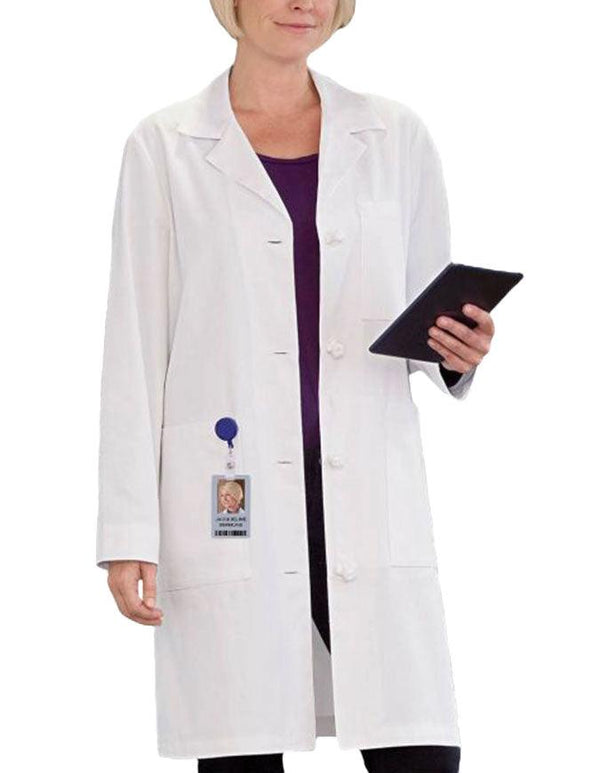 Shp Meta 763T Women's Knot Button iPad Pocket Long Lab Coat