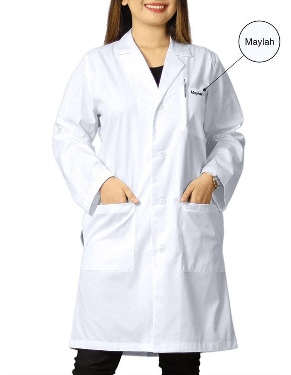 Shop Free Embroidery Unisex Classic Long White Lab Coat